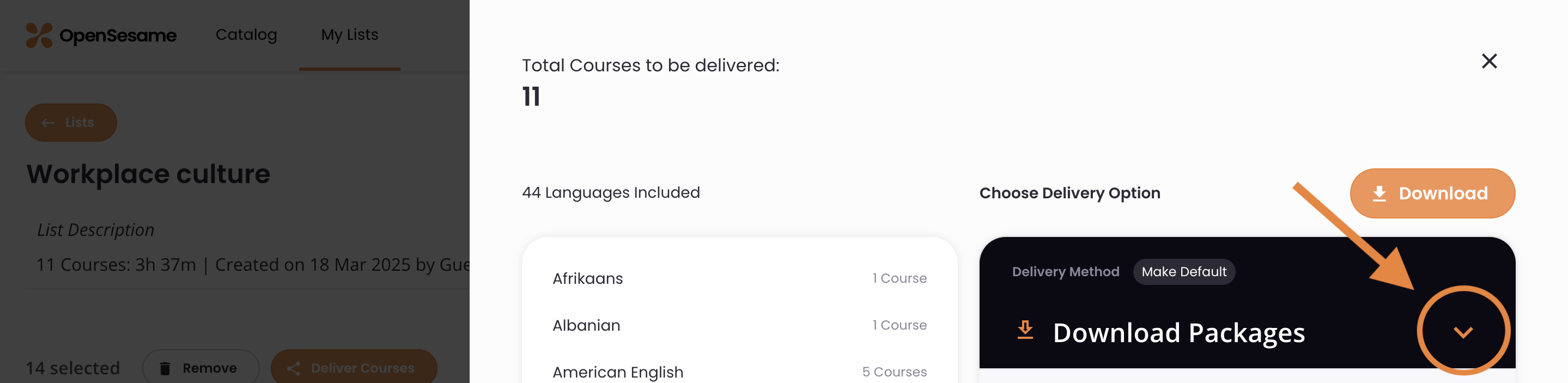 How to download course packages from a List – OpenSesame Support